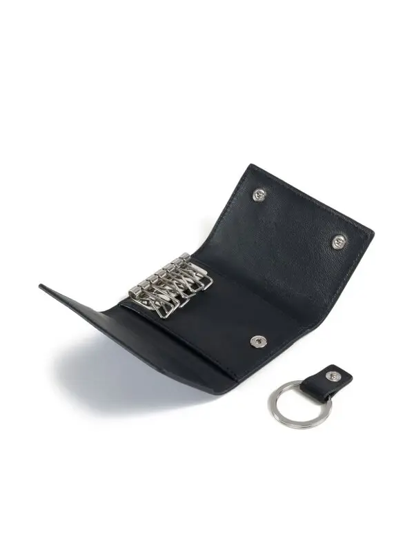 Marni Logo-embroidered Leather Key Holder - Blue