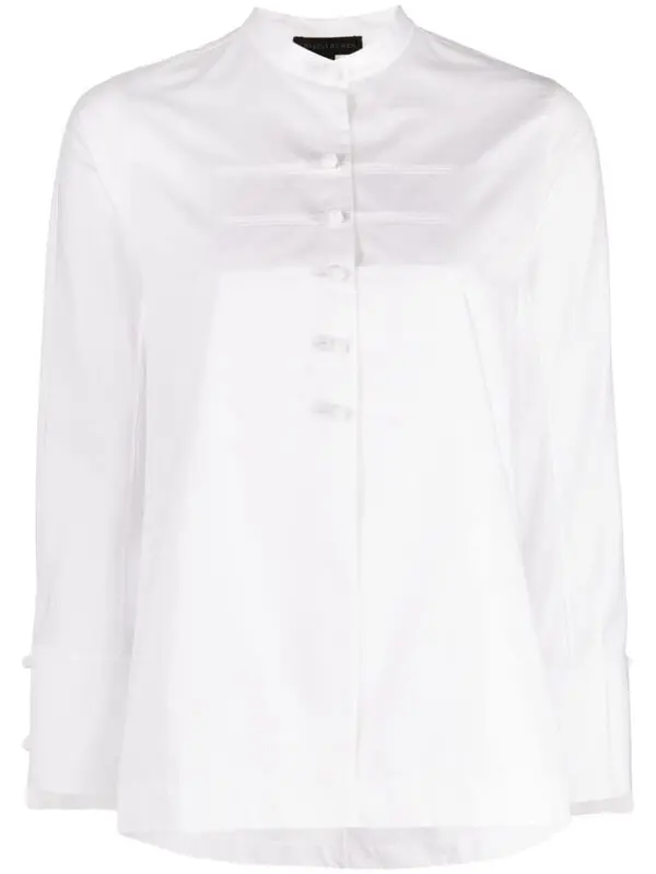 Shiatzy Chen Band-collar Poplin Shirt