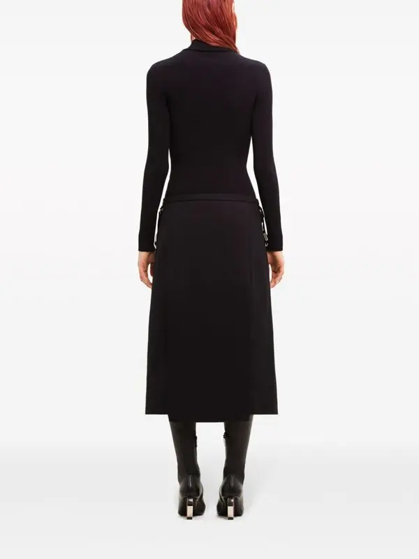COURREGES Panelled Virgin Wool Midi Skirt