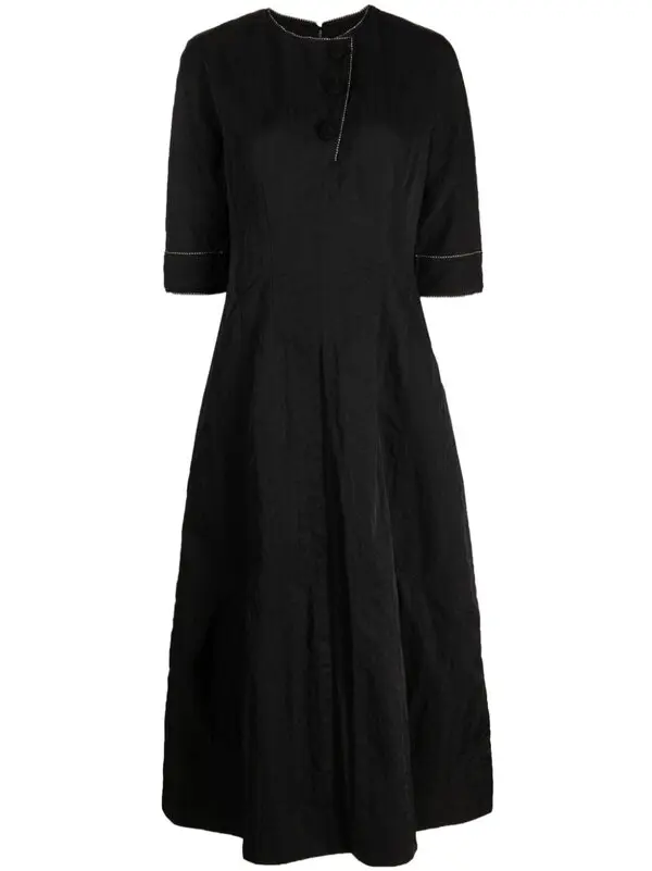 Shiatzy Chen Floral-button Midi Dress
