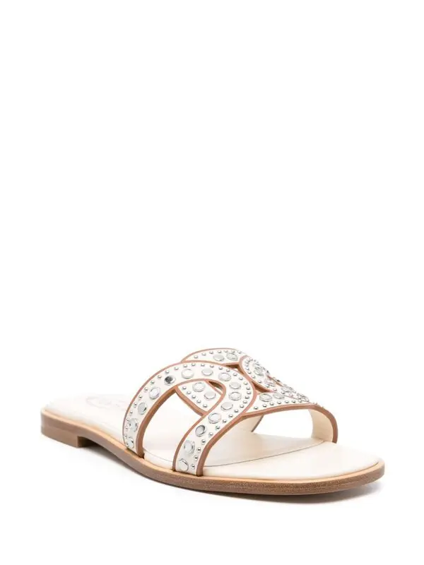TOD'S Studded Leather Sandals - Neutrals