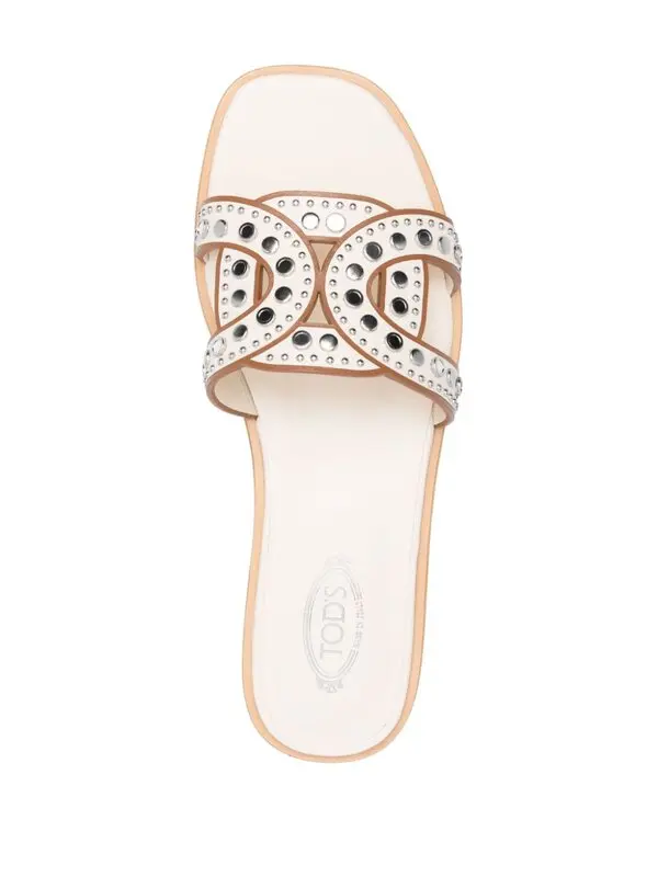 TOD'S Studded Leather Sandals - Neutrals