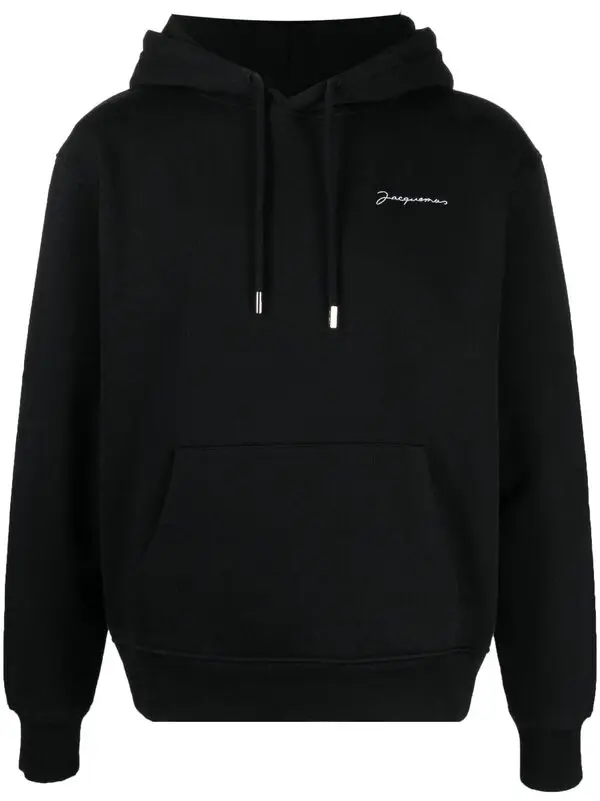 Jacquemus Logo Embroidered Hoodie - Black