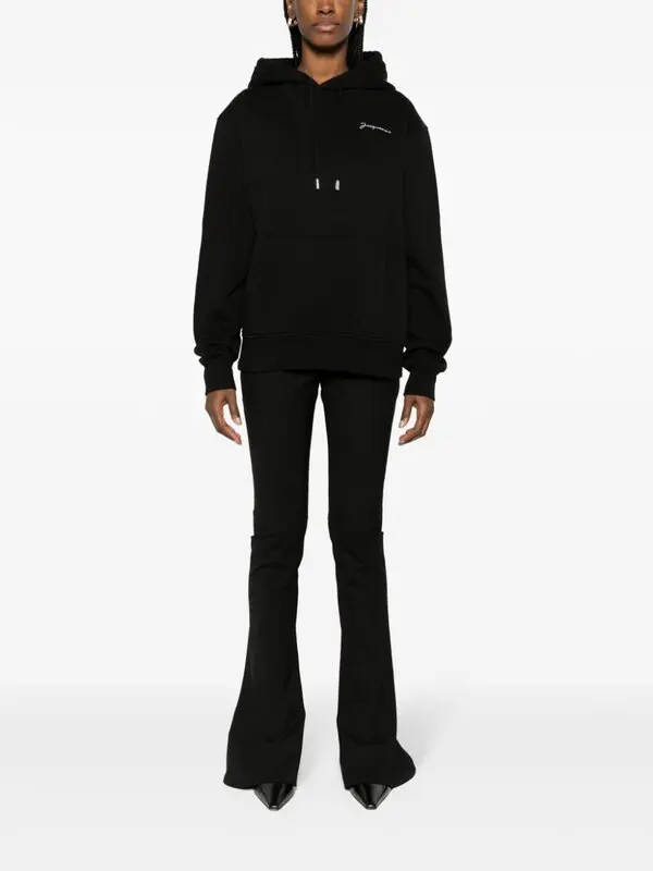 Jacquemus Logo Embroidered Hoodie - Black