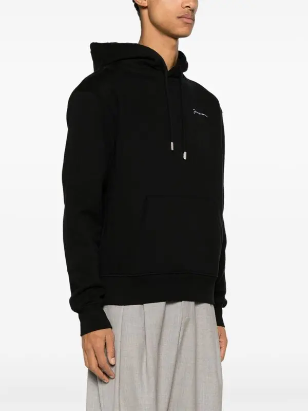 Jacquemus Logo Embroidered Hoodie - Black