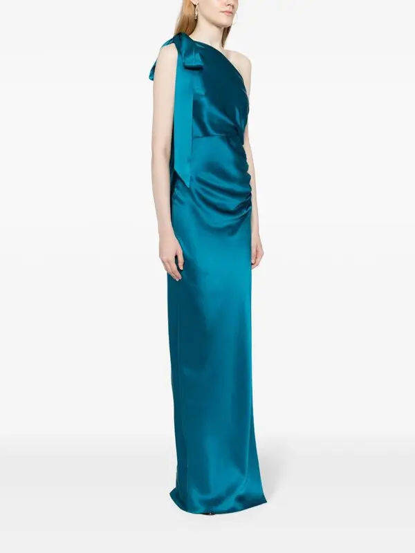 Michelle Mason Asymmetric Silk Maxi Gown - Blue