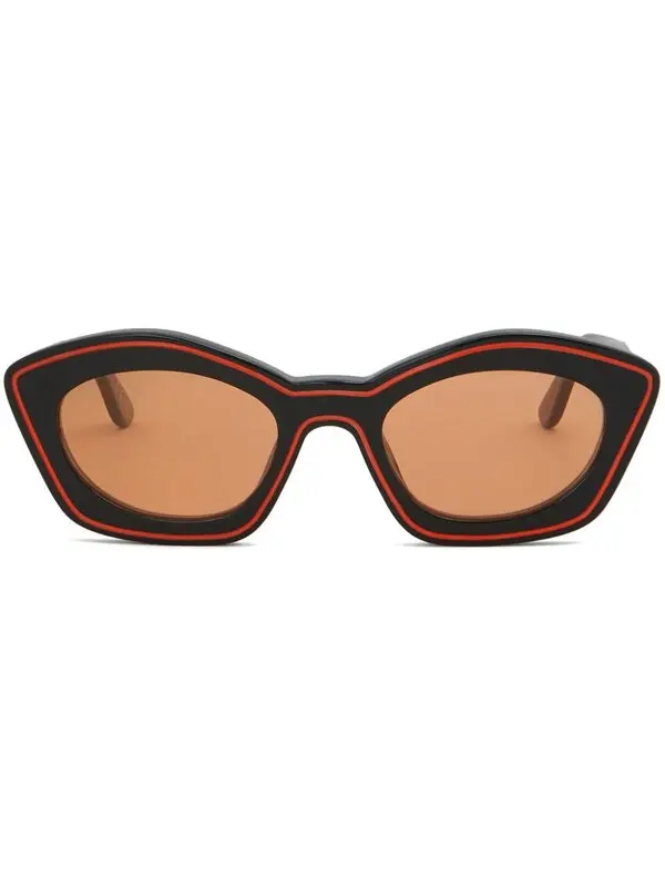 Marni Logo-print Oval-frame Sunglasses - Black