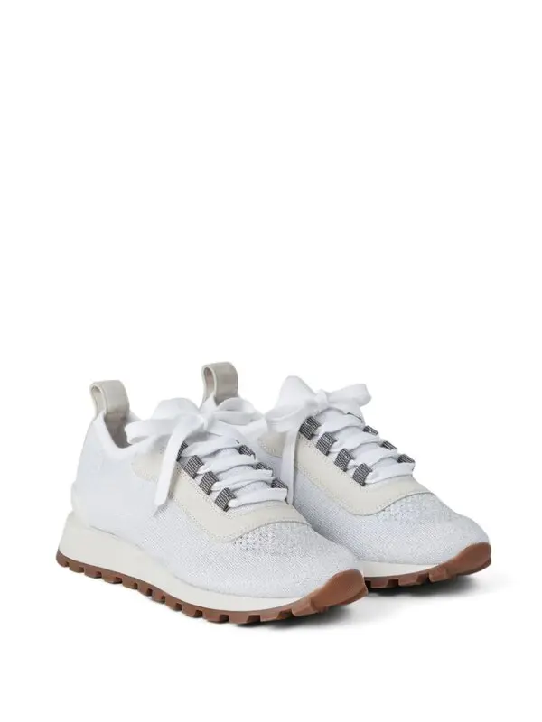 Brunello Cucinelli Knitted Low-top Sneakers - White