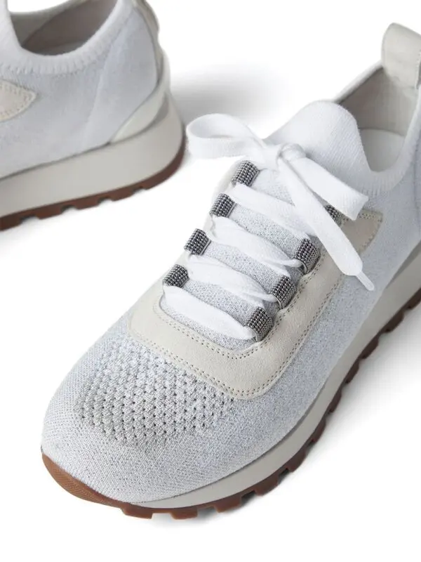 Brunello Cucinelli Knitted Low-top Sneakers - White