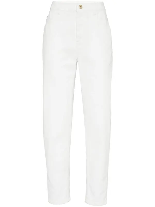 Brunello Cucinelli Monili-chain Tapered Jeans - White