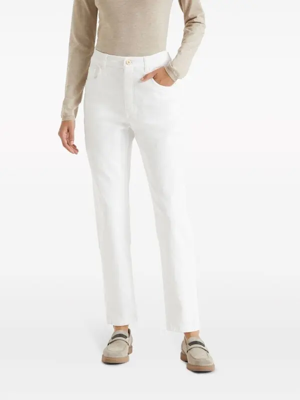 Brunello Cucinelli Monili-chain Tapered Jeans - White
