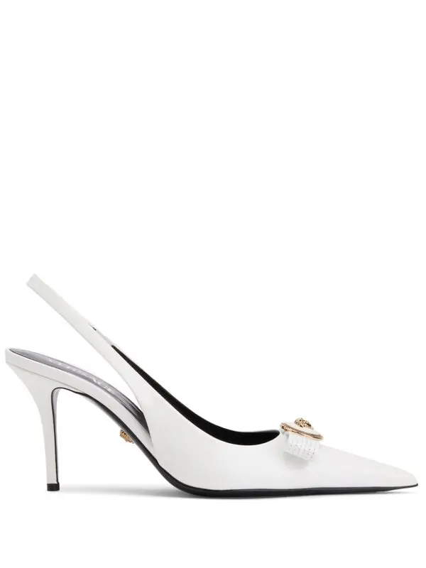 Versace Medusa '95 85mm Leather Pumps - White