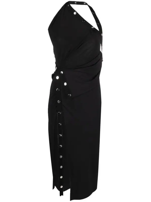 black one shoulder asymmetric neck midi dress US 10 / BLACK