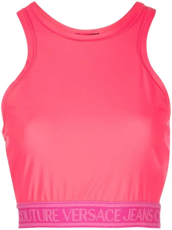 Versace Logo-jacquard Jersey Crop Top - Pink