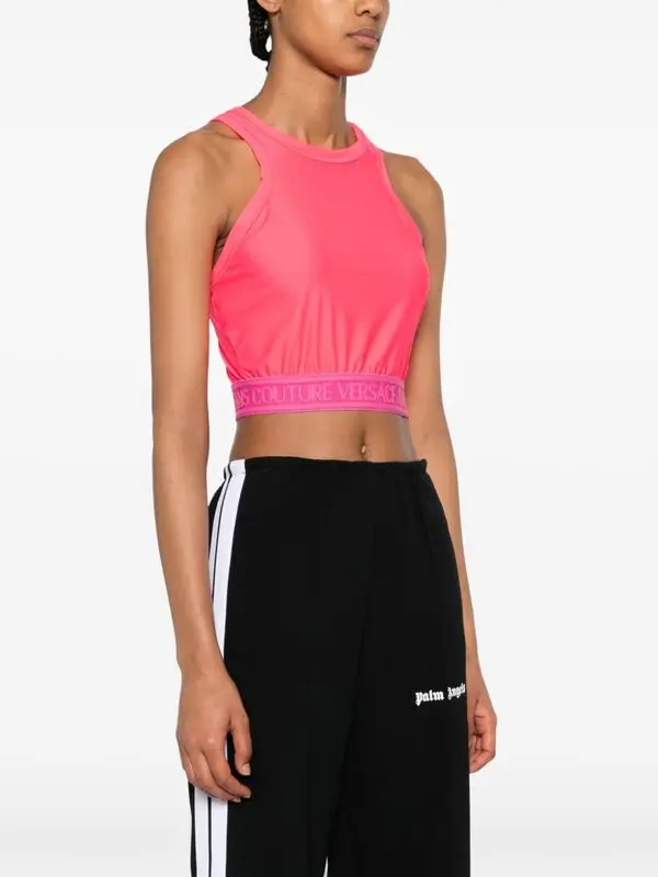 Versace Logo-jacquard Jersey Crop Top - Pink