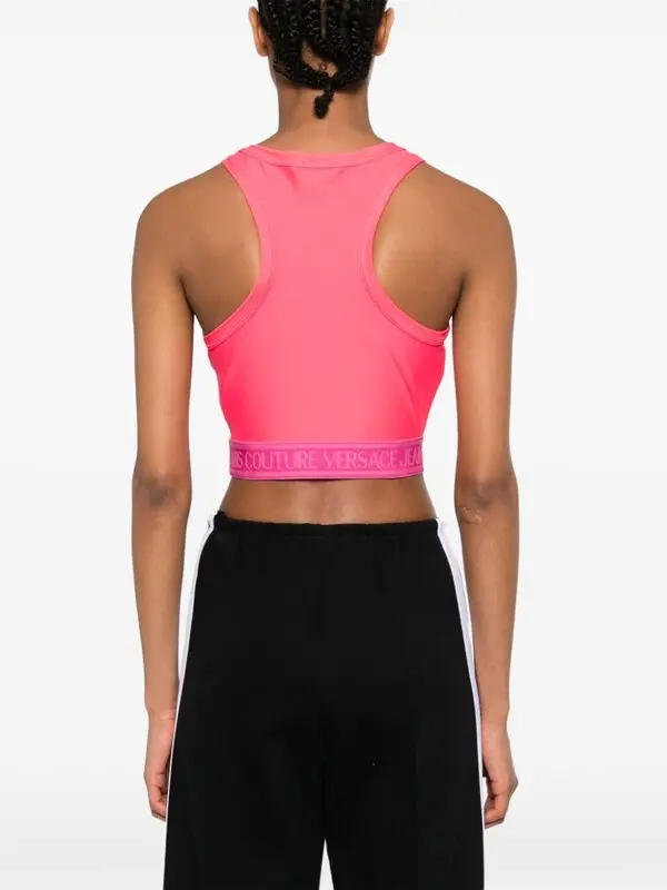 Versace Logo-jacquard Jersey Crop Top - Pink