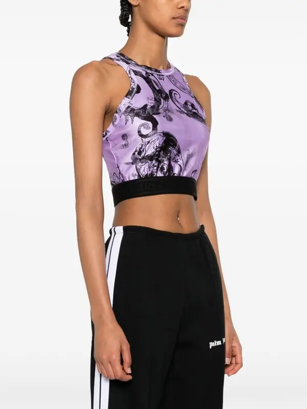 Versace Baroque-print Cropped Racerback Top