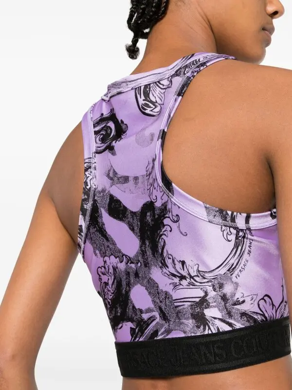 Versace Baroque-print Cropped Racerback Top
