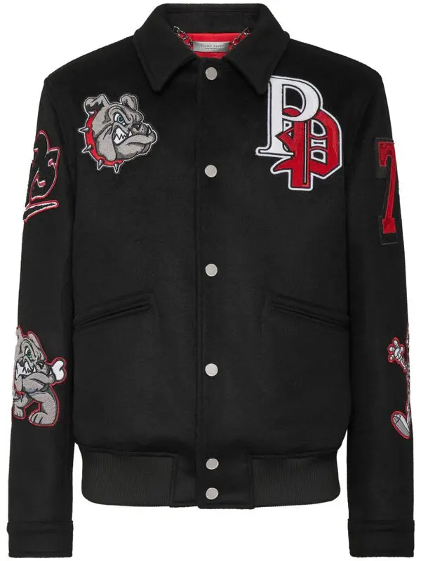 Philipp Plein Logo-patch Bomber Jacket - Black
