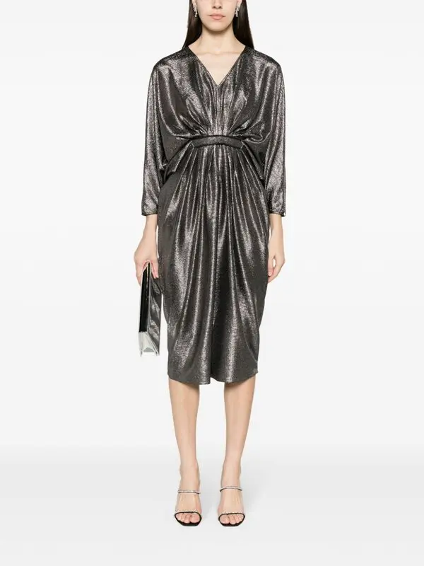 NISSA Shimmer Pleated Midi Dress