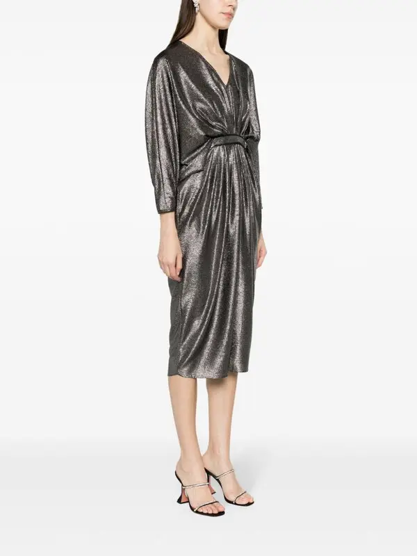 NISSA Shimmer Pleated Midi Dress