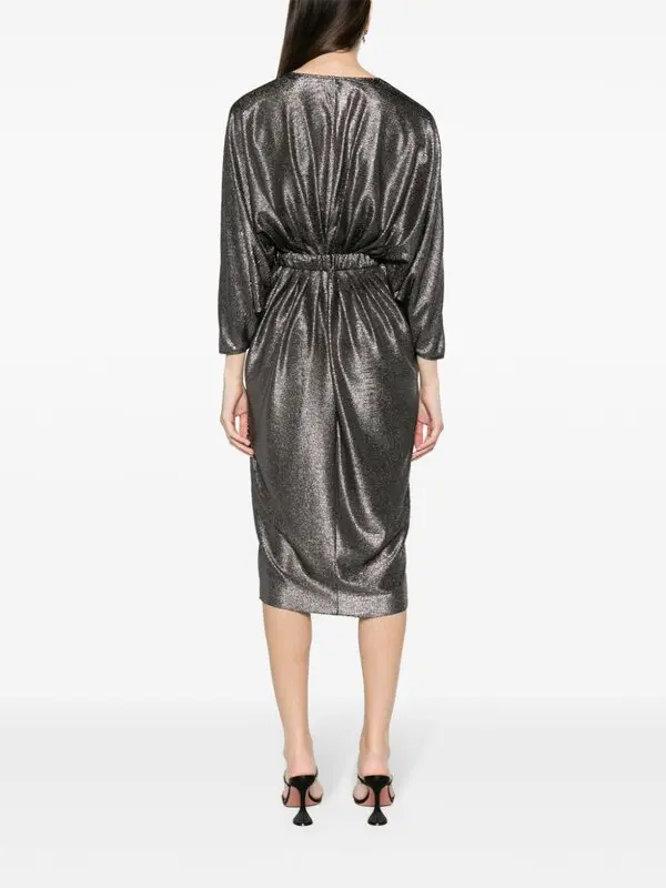 NISSA Shimmer Pleated Midi Dress