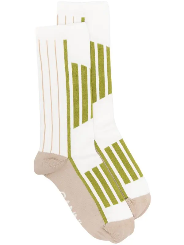GANNI Striped Socks - Neutrals