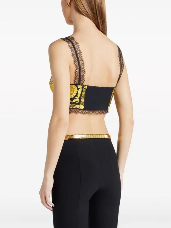 Versace Barocco-print Silk Bralette