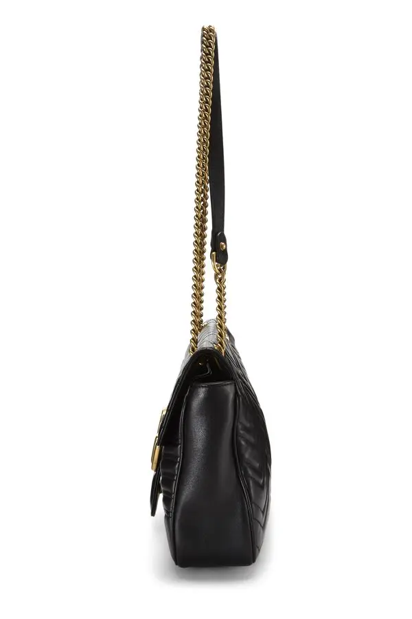 Gucci Leather Gg Marmont Shoulder Bag - Black