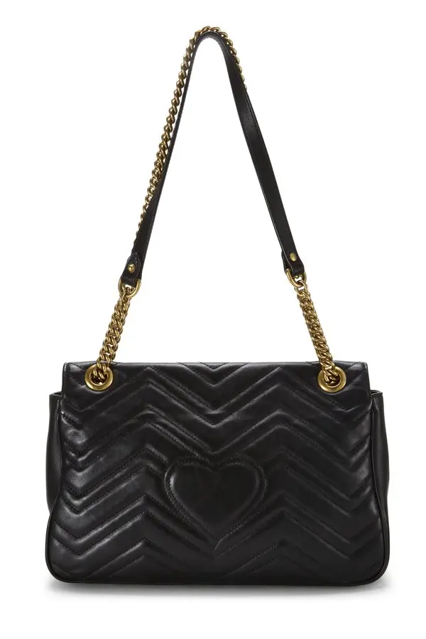 Gucci Leather Gg Marmont Shoulder Bag - Black