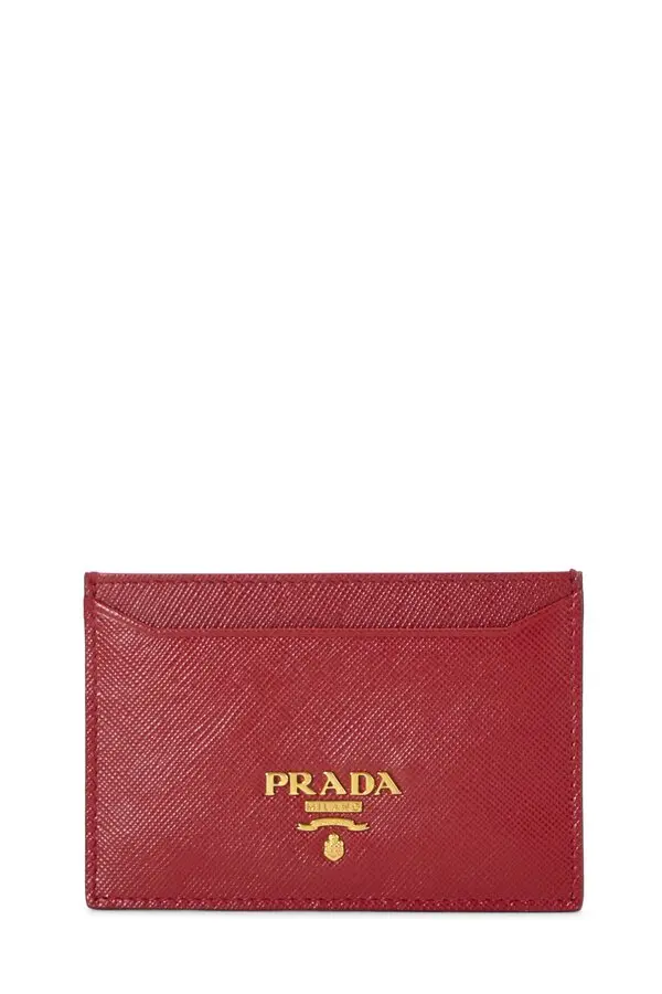 Prada Saffiano Card Holder - Red