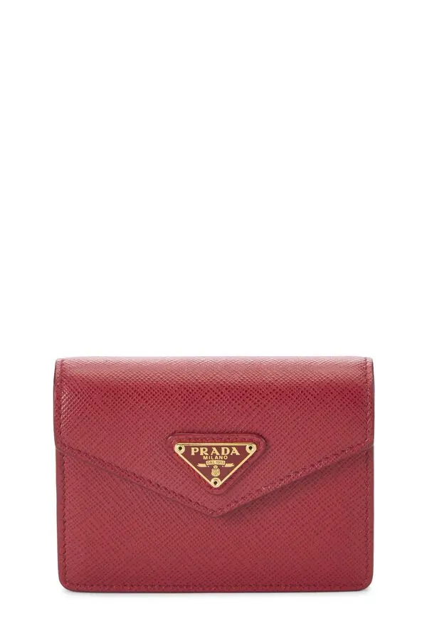Prada Saffiano Card Holder - Red