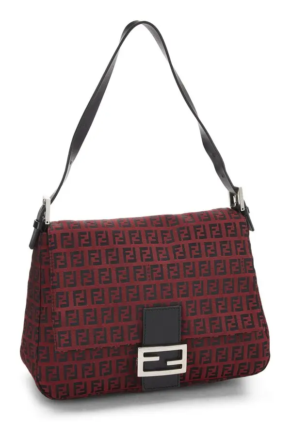 Fendi Zucchino Canvas Mama Shoulder Bag - Red