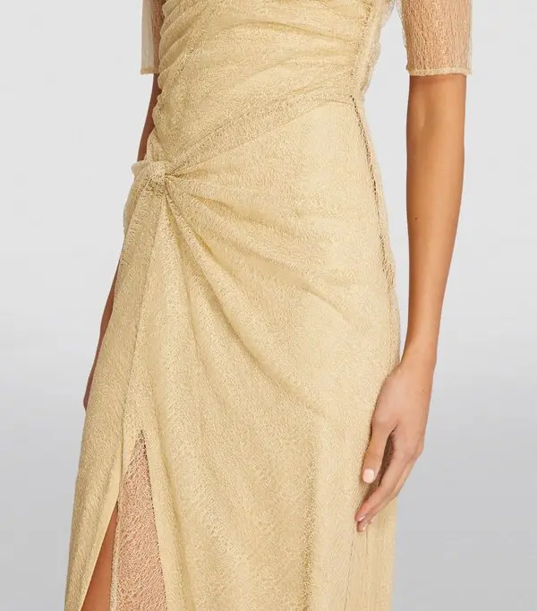 chinese dress ladies CAMILLA AND MARC Angelo Maxi Dress | Acid Yellow, Lace, Twist Neck, Side  Slit main image 0