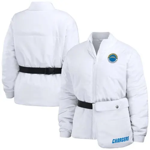 WEAR BY ERIN ANDREWS Los Angeles Chargers Packaway Full-zip Puffer Jacket By - White