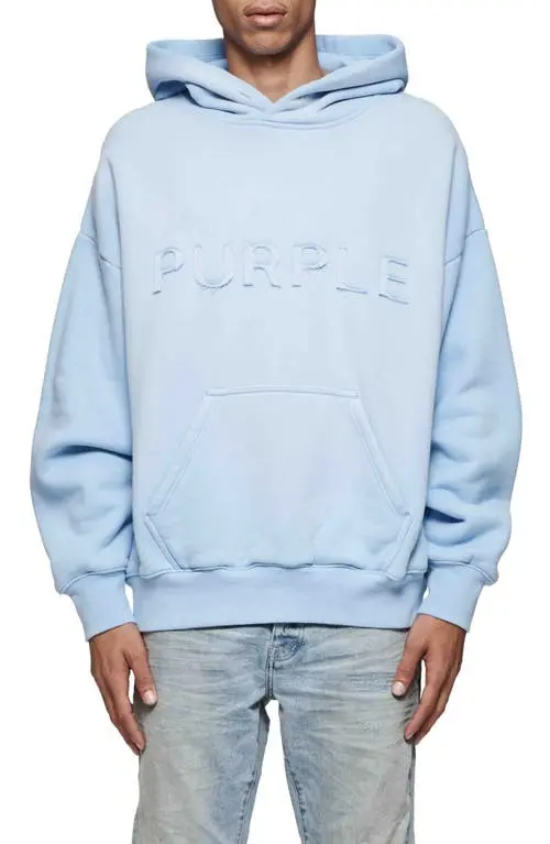 PURPLE BRAND Logo Appliqué Oversize Heavyweight Fleece Hoodie - Blue