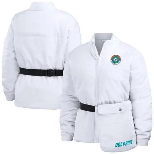 WEAR BY ERIN ANDREWS Miami Dolphins Packaway Puffer Jacket - White