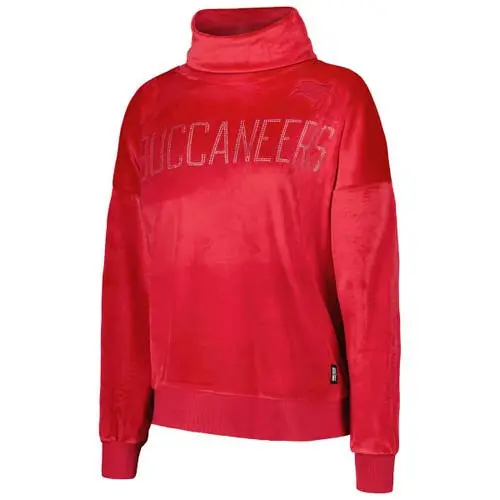 Dkny Tampa Bay Buccaneers Deliliah Rhinestone Funnel Neck Pullover - Red