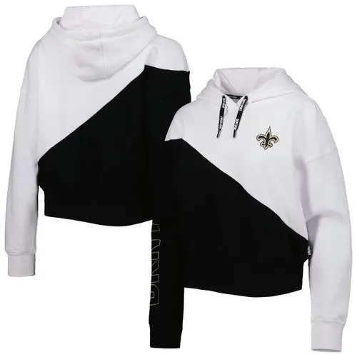 Dkny Black New Orleans Saints Bobbi Color Blocked Pullover Hoodie - White
