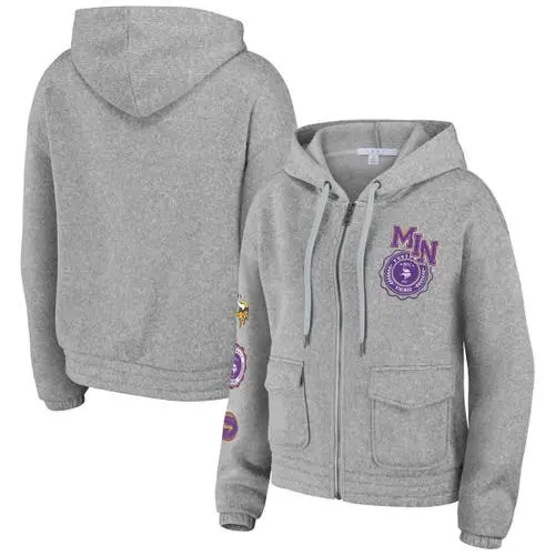 WEAR BY ERIN ANDREWS Minnesota Vikings Full-zip Hoodie - Heather Gray
