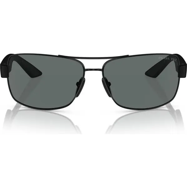 Prada 65mm Oversized Polarized Sunglasses - Black