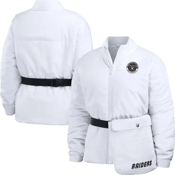 WEAR BY ERIN ANDREWS Las Vegas Raiders Packaway Full-zip Puffer Jacket - White