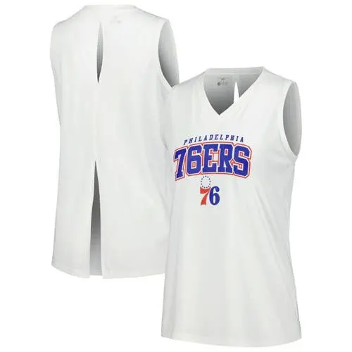 LEVELWEAR Philadelphia 76ers Paisley Peekaboo Tank Top - White