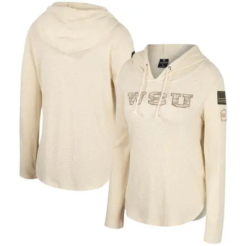 COLOSSEUM Washington State Cougars Oht Military Appreciation Casey Raglan Hoodie T-shirt By - Cream