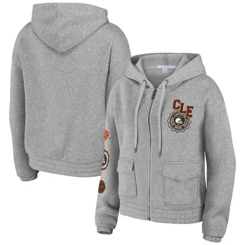 WEAR BY ERIN ANDREWS Cleveland Browns Full-zip Hoodie - Heather Gray