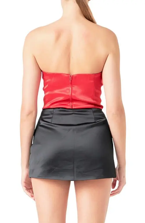 Endless Rose Strapless Satin Crop Top - Red