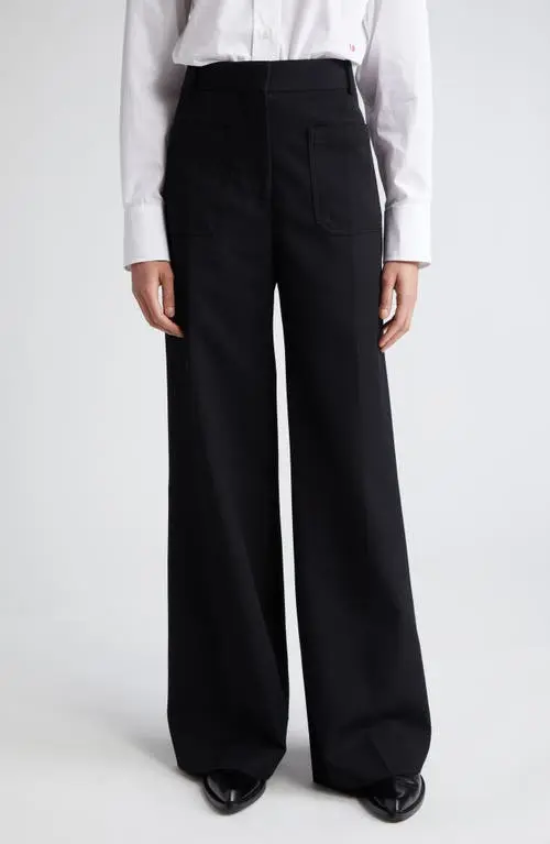 Victoria Beckham Alina Wide Leg Ponte Knit Trousers