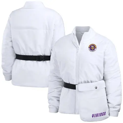 WEAR BY ERIN ANDREWS Minnesota Vikings Packaway Full-zip Puffer Jacket By - White