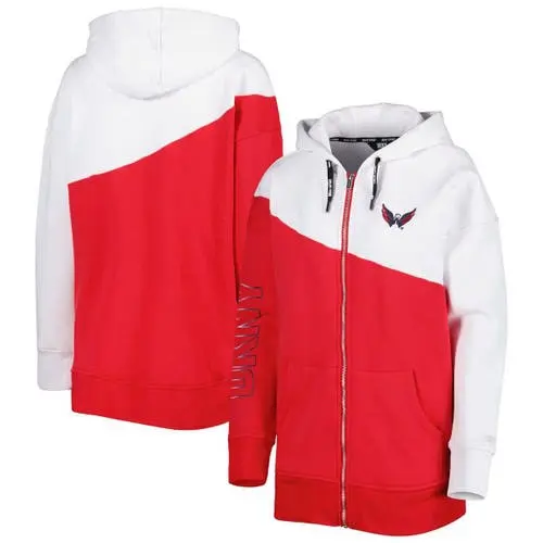 Dkny White Washington Capitals Gina Full-zip Hoodie - Red