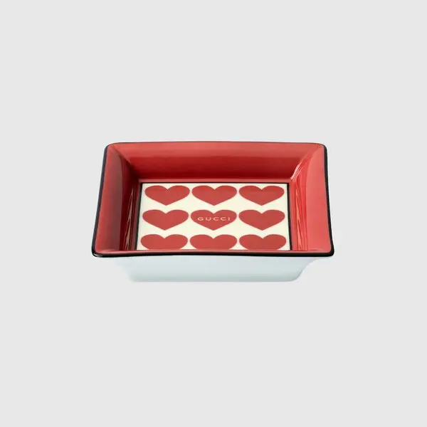 Gucci Hearts Print Small Trinket Tray - Red | Editorialist